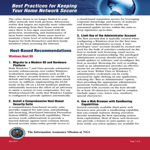 Nsa best practices for keeping your home network secure | PDF