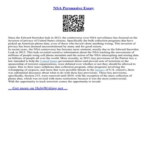 NSA Persuasive Essay | PDF