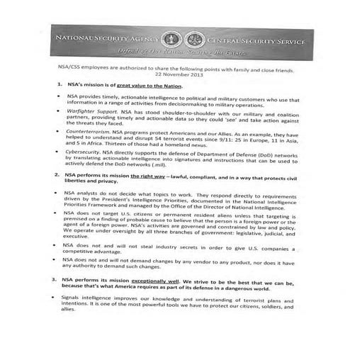 Nsa's talking points for friends and family - rebutted | PDF