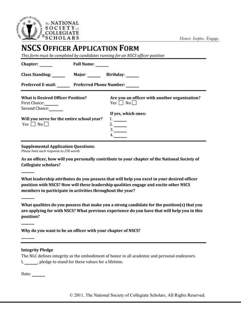 Nscs officer application form (1) | PDF