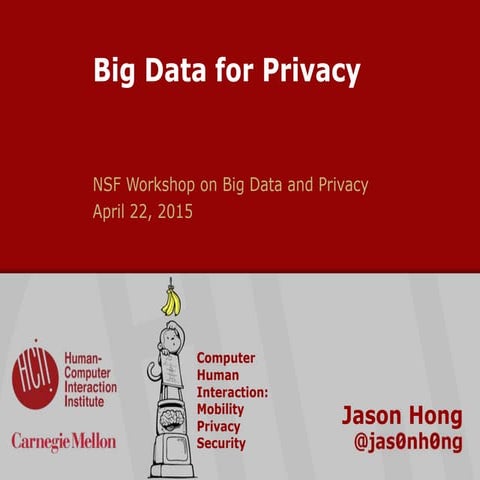 Big Data for Privacy, at NSF Workshop on Big Data and Privacy, April ...