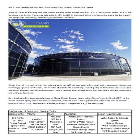 Center Enamel Provides Bolted Steel Tanks for Industrial Water Storage.docx