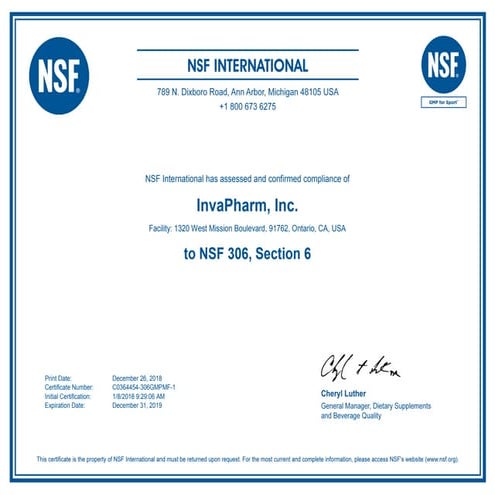 NSF Assessment Certificate | PPT