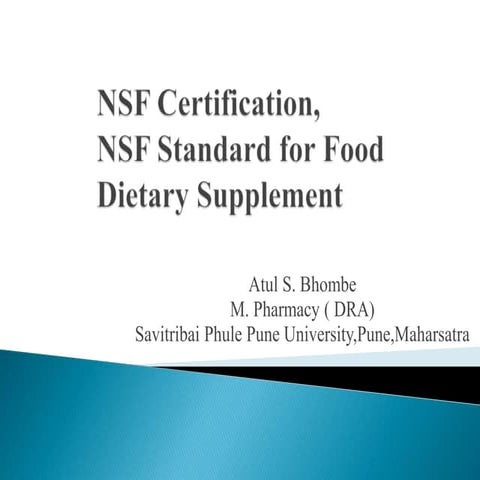 NSF certification, Standard for dietary supplement | PPTX