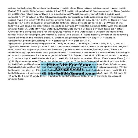 nsider the following Date class declaration public class Da.pdf