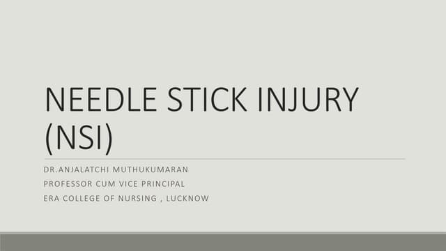 Needle stick injury and hazards of needle stick | PPT