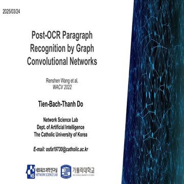 [NS][Lab_Seminar_250324]Post-OCR Paragraph Recognition by Graph Convolutional Networks.pptx