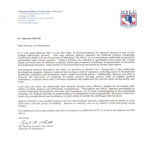 Nslc Director Recommendation | PDF