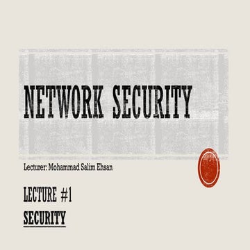 Network Security Introduction Lecture #1 | PDF