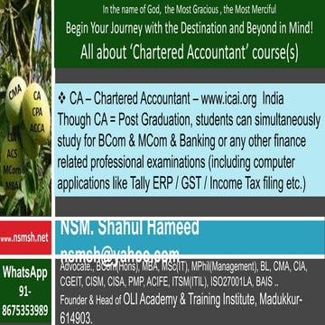 NSM Shahul Hameed's presentation about CA Foundation course and how can ...