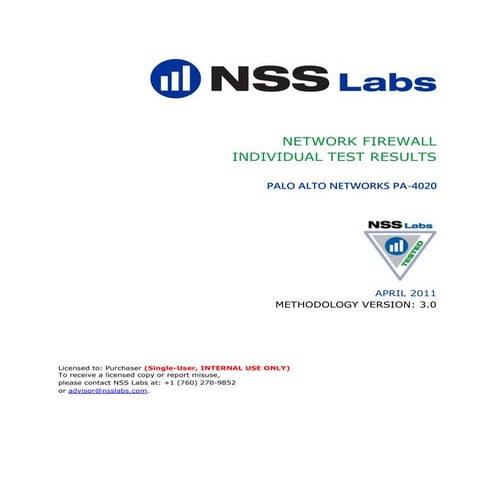 Nss labs-report-Palo_Alto_Networks-2011 | PDF | Computer Networking | Computing
