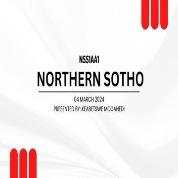 Northern Sotho for Senior and FET Phase 1AA1 | PDF