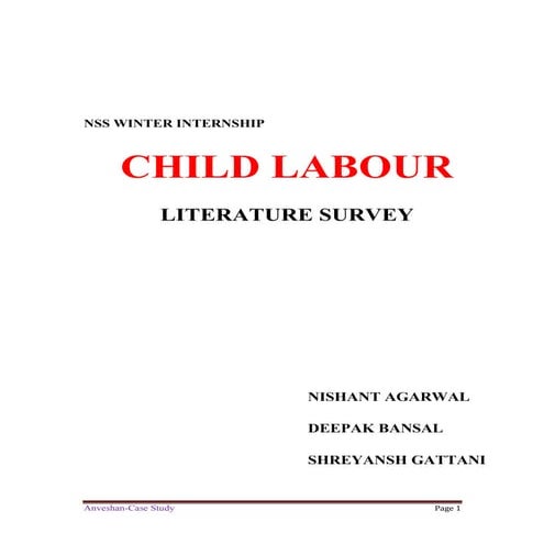 CHILD LABOUR AND LOST OF CHILDHOOD OF SMALL CHILDREN OF LOST SPRING | PDF
