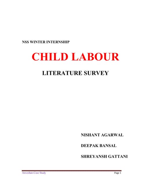 CLASS 12 ENGLISH PROJECT ON CHILD LABOUR | PDF