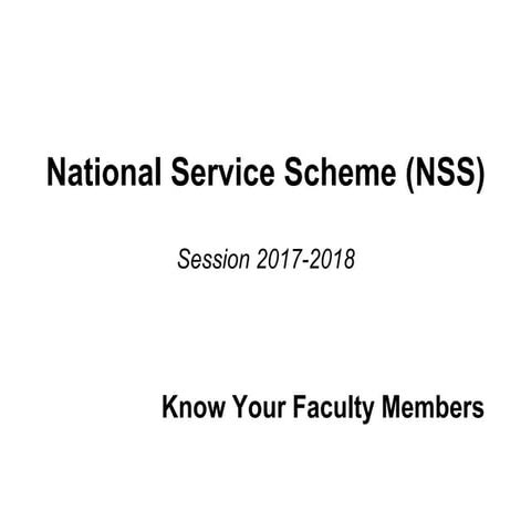 NSS Faculty Contact details | PPT