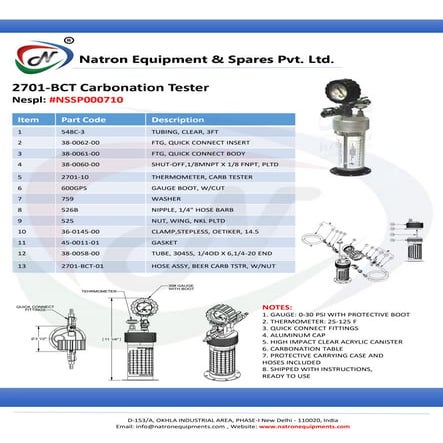 Carbonation Tester | Natron Equipment & Spares Pvt Ltd | PDF