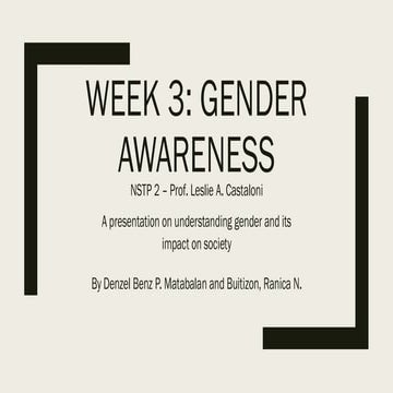 NATIONAL SERVICE TRAINING PROGRAM_GENDER AND DEVELOPMENT LESSON | PDF