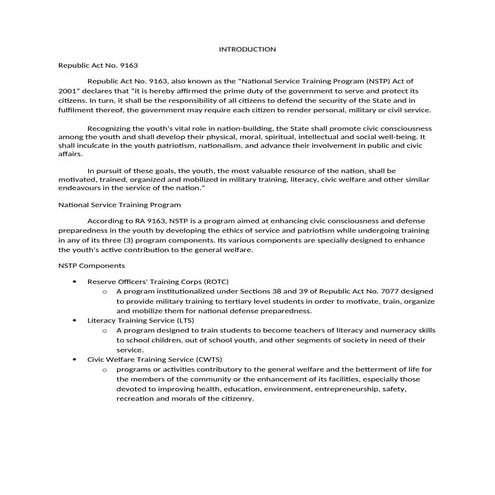 National service training program hand book | DOCX