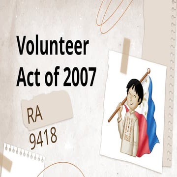 vlunteer act 0f 2007 ra 9418 grade 10 ste | PPTX
