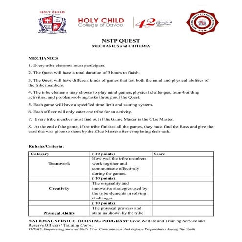 NSTP Mechanics.pdf_guidelines for culmination day | PDF