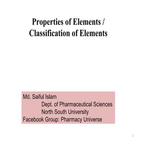Classification of Elements/Periodic Table | PPT