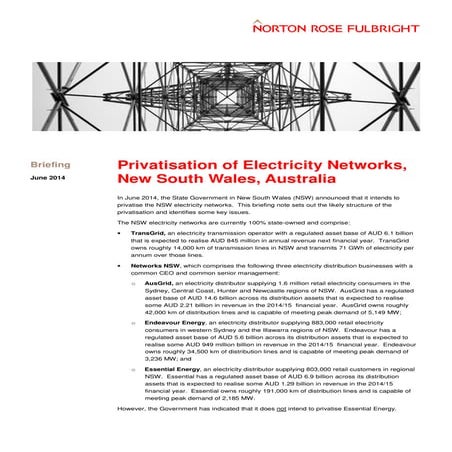 NSW Electricity Privatisation - Privatisation of Electricity Networks ...