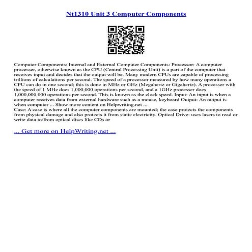 Nt1310 Unit 3 Computer Components | PDF