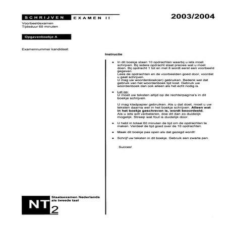Nt2 II A schrijven 2003 2004 | PDF