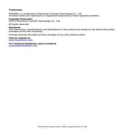 Foxwell Nt500 english v1.00 pdf | PDF