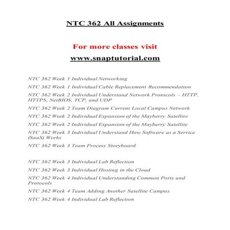 NTC 362 Massive Success / snaptutorial.com