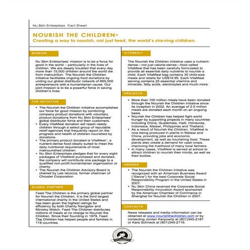 Nourish The Children Factsheet | PDF