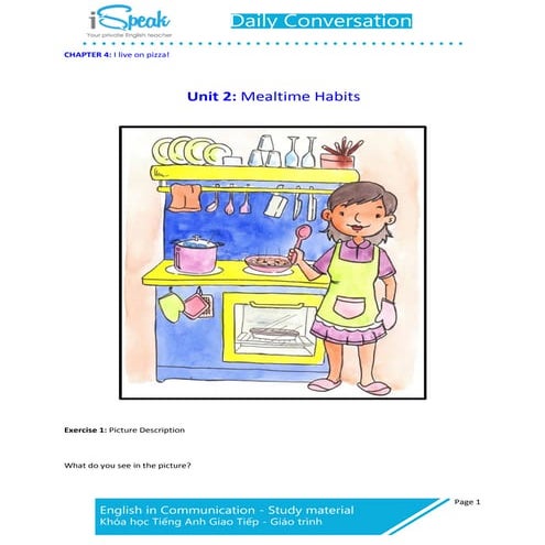 Chapter 4 unit 2. mealtime habits | PDF