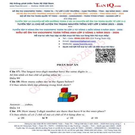 ĐỀ ÔN THI VIOLYMPIC TOÁN LỚP 4 NĂM 2023 - 2024 TỪ VÒNG 1-10 CÓ ĐÁP ÁN | PDF