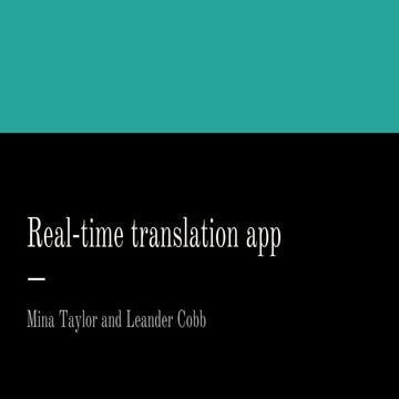 Real-time Translation App Idea | PPT