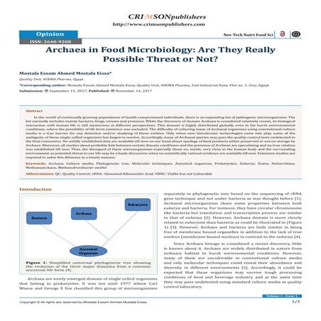 Archaea in Food Microbiology: Are They Really Possible Threat or Not ...
