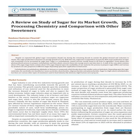 A Review on Study of Sugar for its Market Growth Processing Chemistry ...