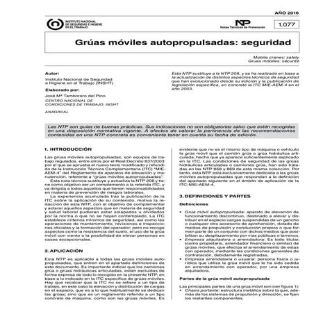 Ntp 1077 gruas moviles autopropulsadas | PDF