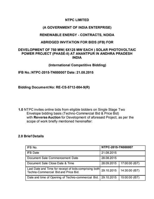 Tariff Based Competitive Bidding (TBCB) for Intra-State Transmission ...