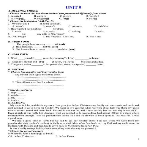 N tập hkii tiếng anh lớp 7 | PDF