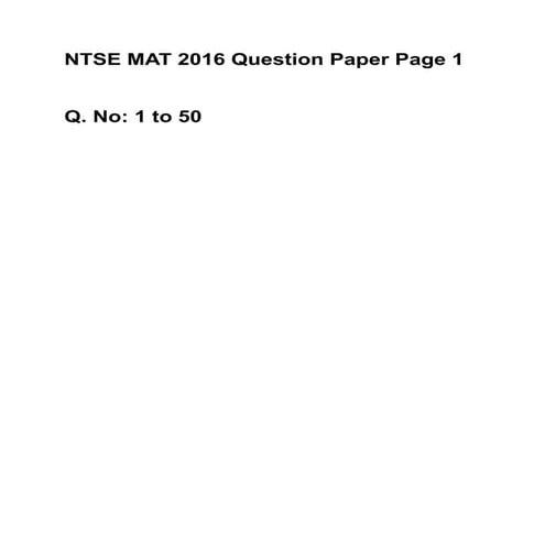 Ntse stage 1 delhi old question papers mat lct sat 2016 | PDF