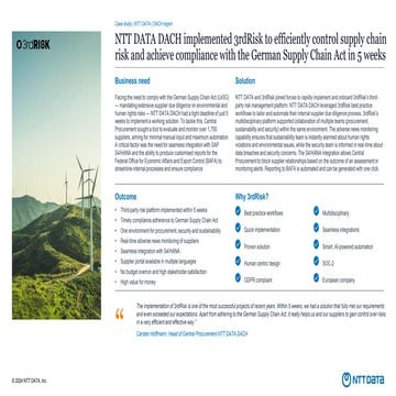 NTT DATA implemented 3rdRisk to comply with the German Supply Chain Act in 5 weeks | PPT