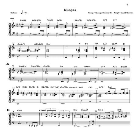 Nuages django reinhardt - arrangement david bonnin | PDF