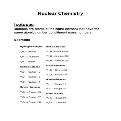 Introduction to Nuclear Chemistry include nuclear fission & Nuclear ...
