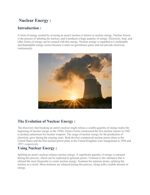 Nuclear energy powerpoint. | PPTX