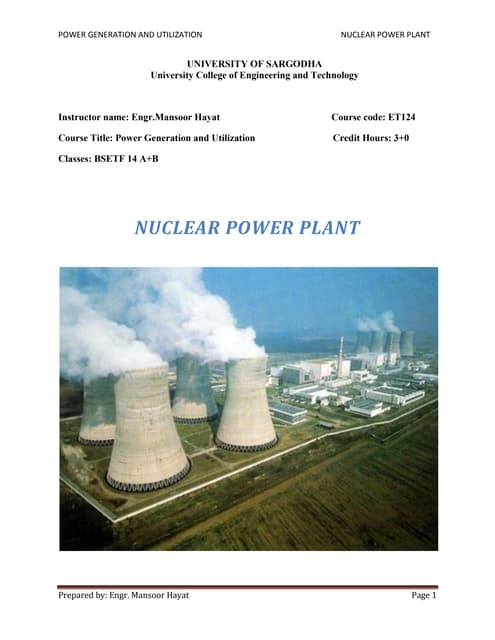 nuclear powerplant ppt | PPTX | Power and Energy Industry | Industries