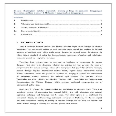 Nuclear liability in Malaysia | PDF