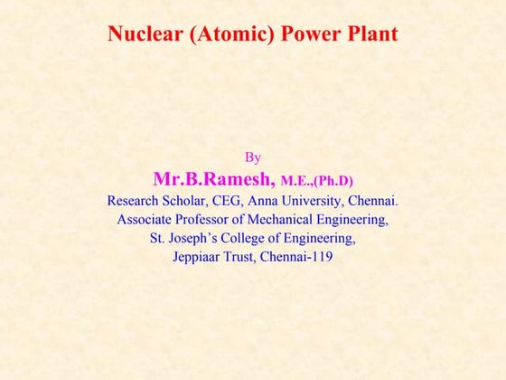nuclear powerplant ppt | PPTX | Power and Energy Industry | Industries