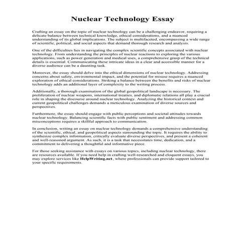 Nuclear Technology Essay. Pfeiffer University | PDF