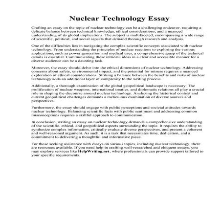 Nuclear Technology Essay | PDF