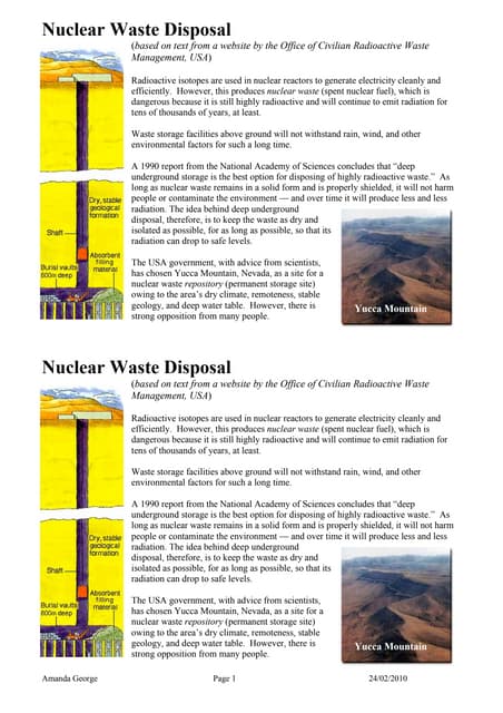 Disposal of radioactive waste | PPTX | Geology | Science